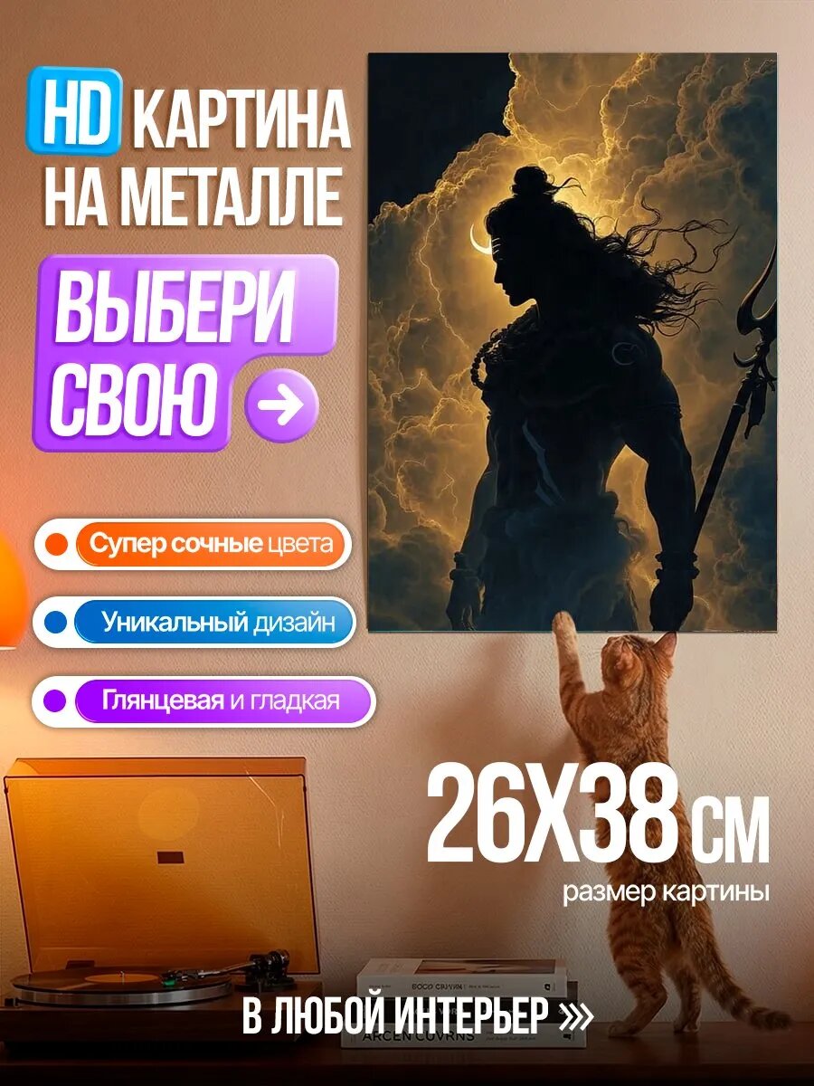 Картина на HD металле Силуэт Шивы