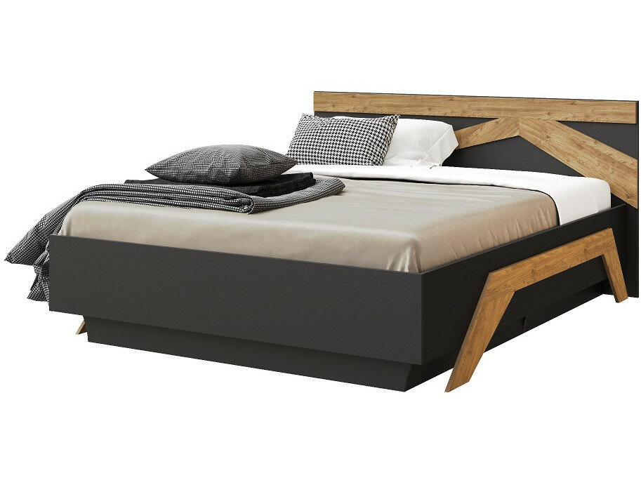 Кровать king-size 180х200 с подъемным основанием - Антрацит/Дуб наварра