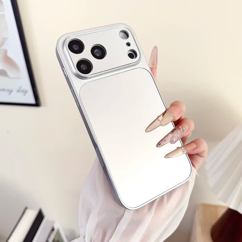 Белый чехол-зеркало для iPhone 17 Pro Max Silver