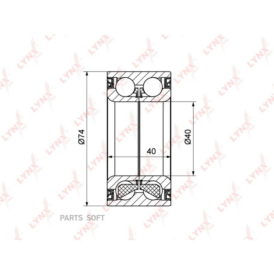 Подшипник ступицы передний (40x40x74) VW Golf IV 1.8T GTI 01-05, AUDI S3 99-03 / TT 1.8T 98-06 LYNXAUTO WB1192