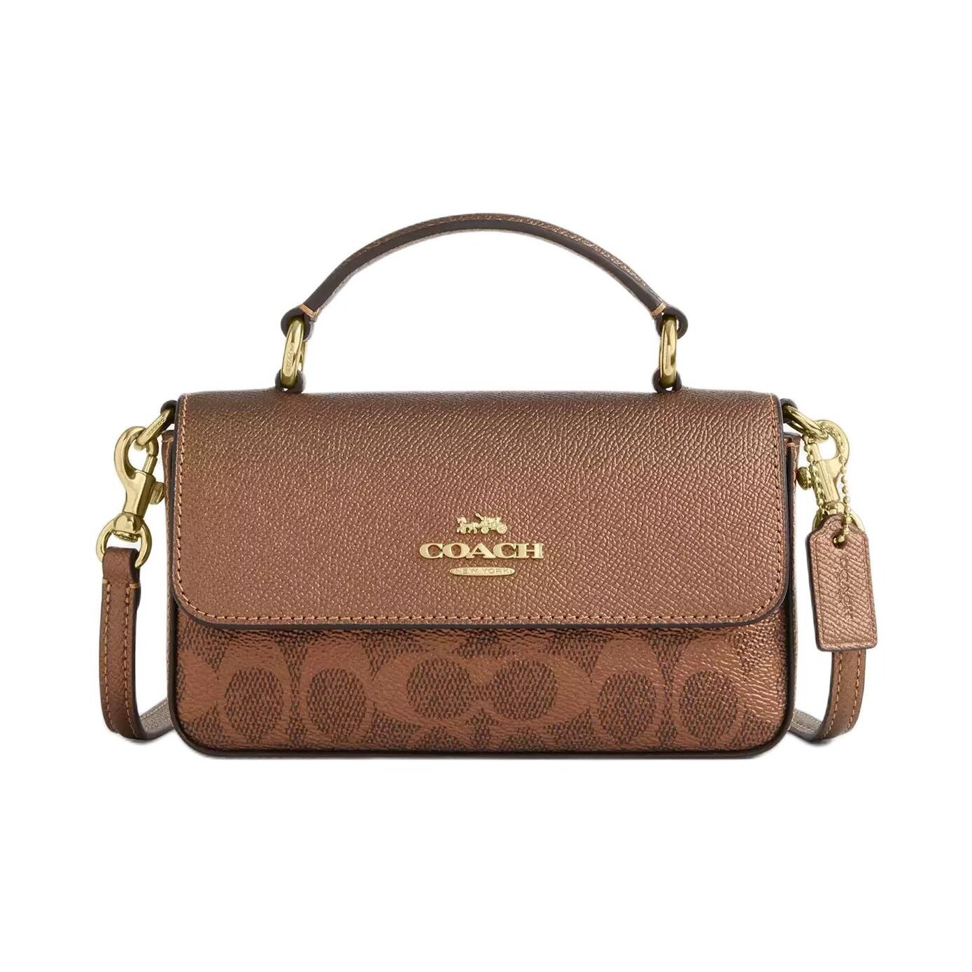 Сумка Coach Josie, фактура тиснение, медный — фото 1