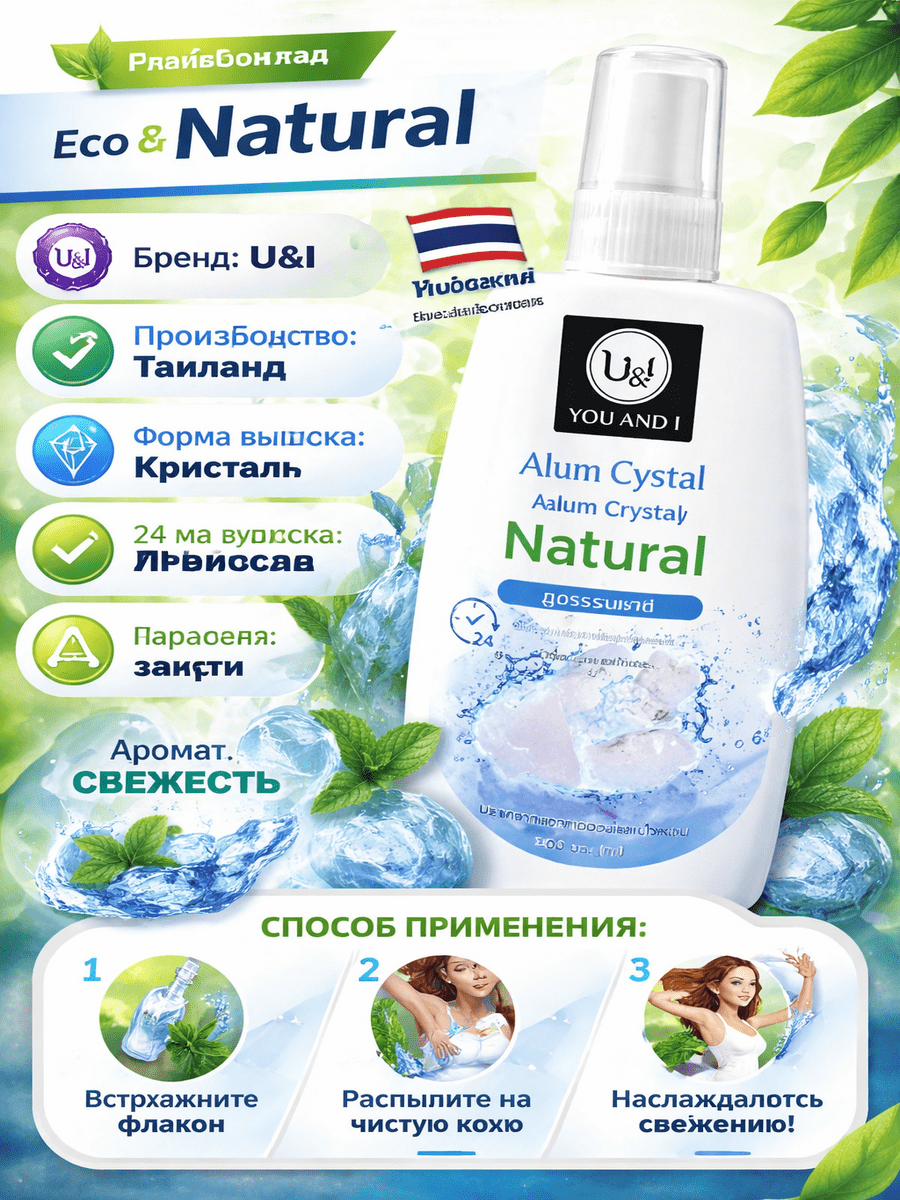 Дезодорант-кристалл U&I Natural, 100мл