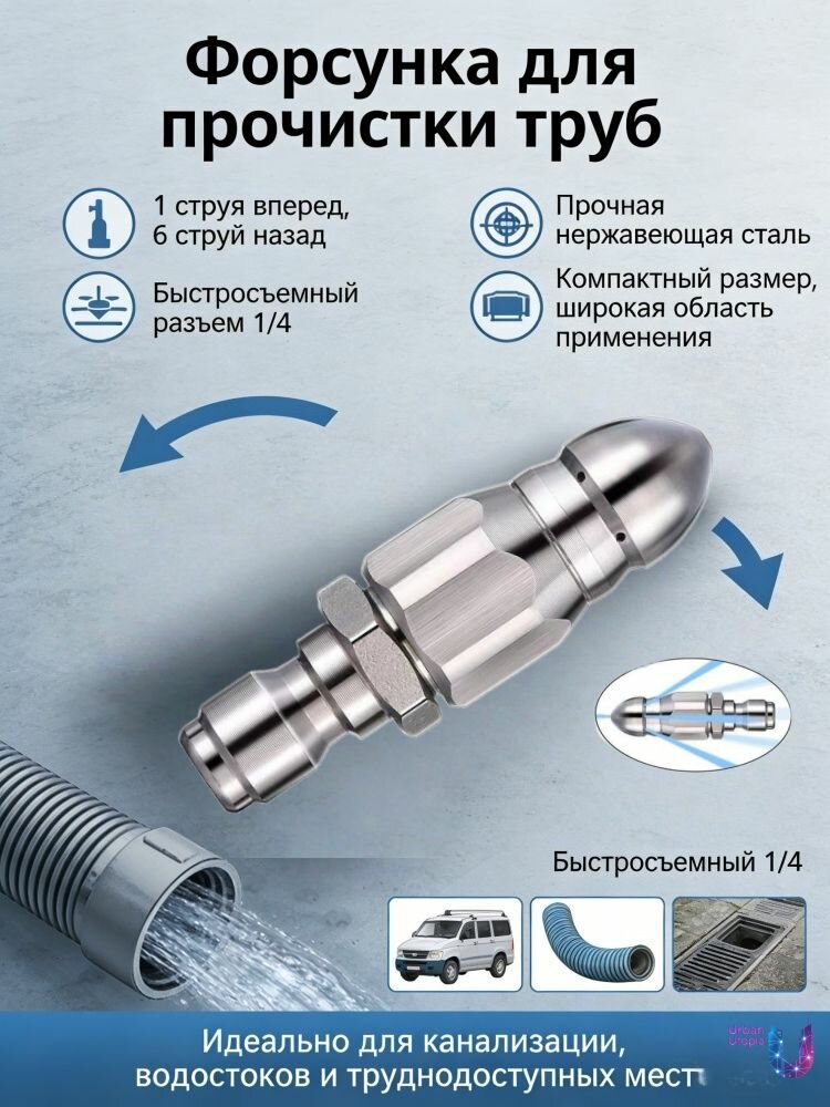 Насадка с 7 отверстиями для промывки труб