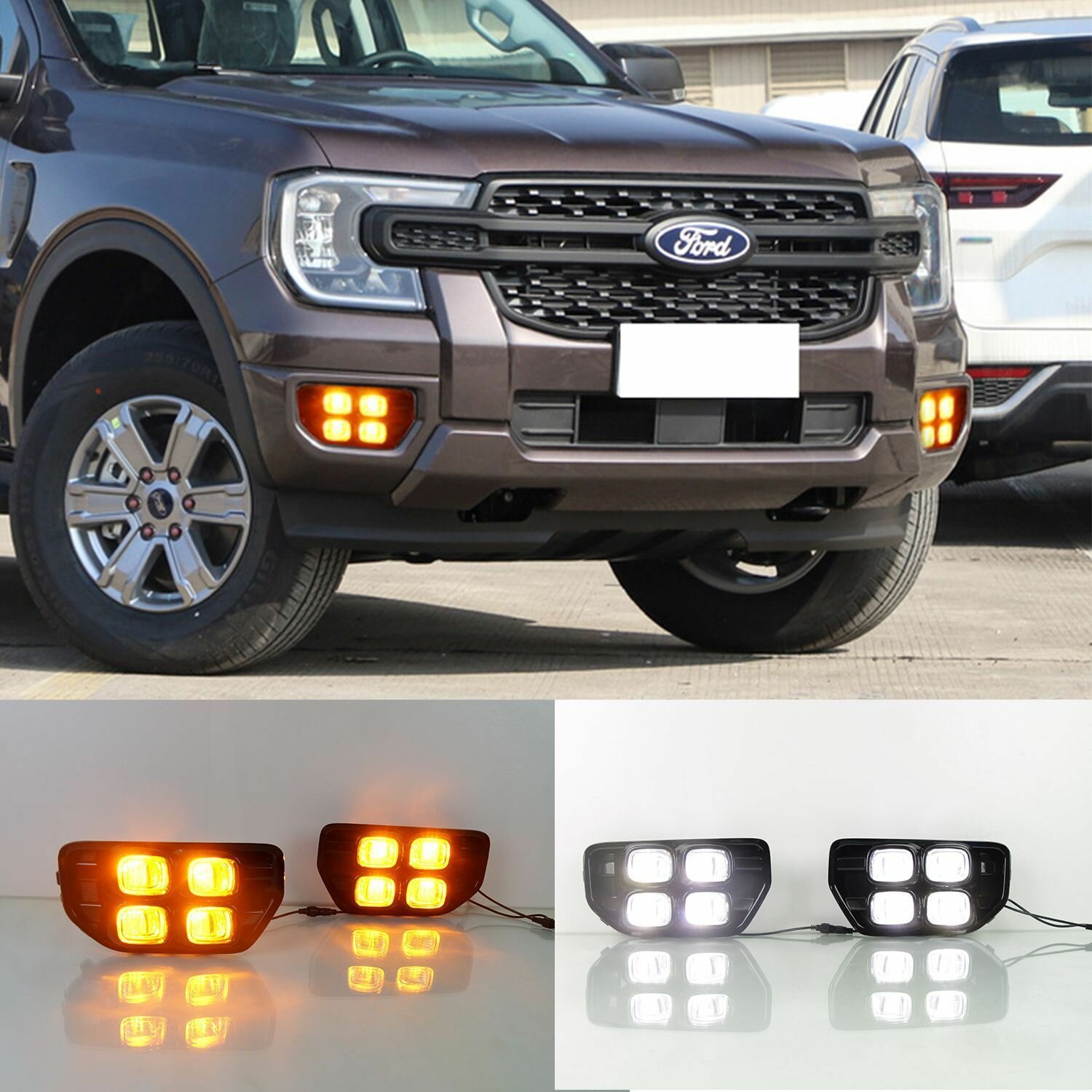 Подходит для Ford Ranger 2021-2025, специальные светодиодные дневные ходовые противотуманные фары