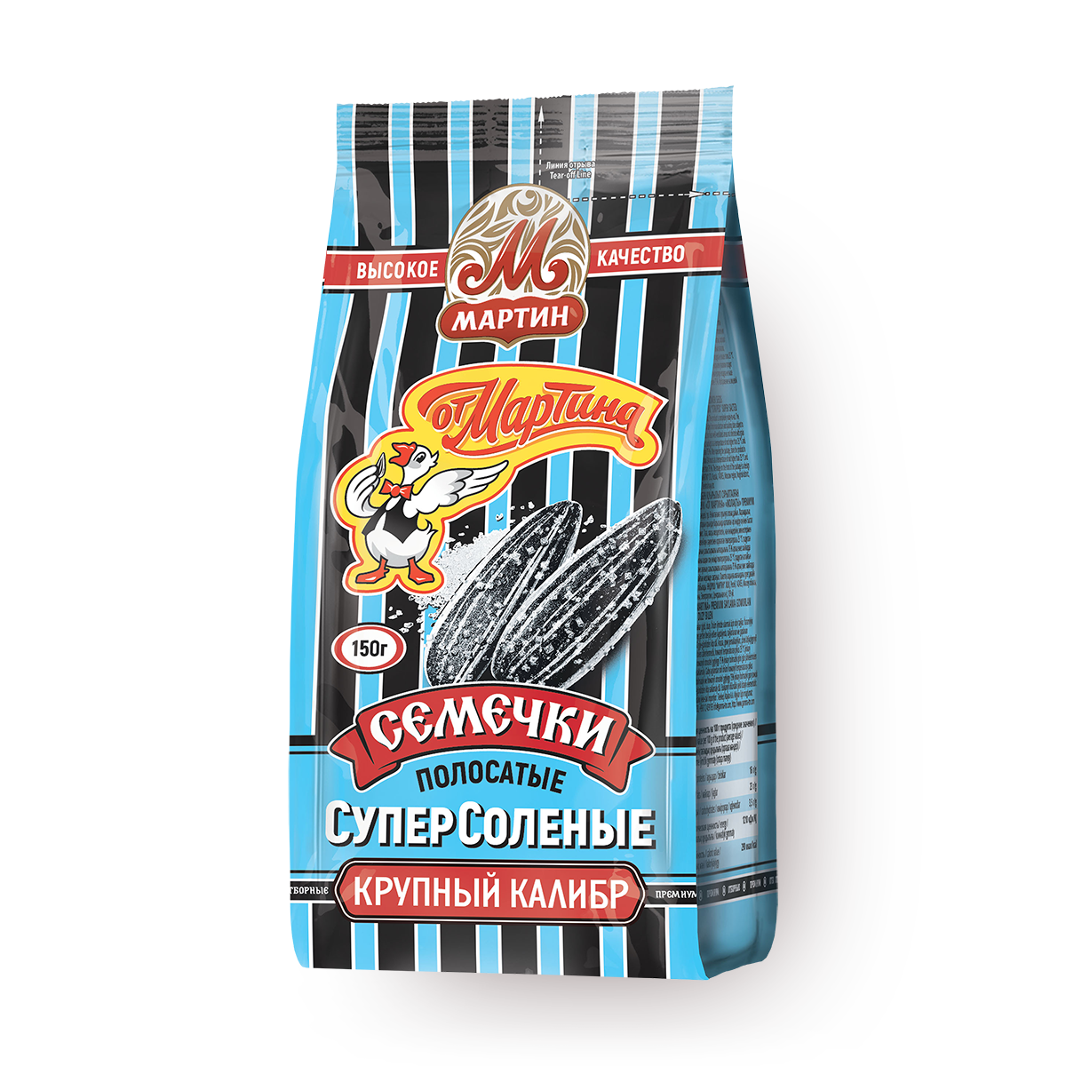 Семечки подсолнечника "От Мартина", полосатые, суперсоленые, крупный калибр, 150 г