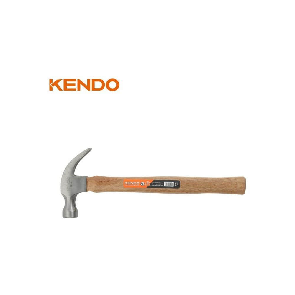Молоток-гвоздодер KENDO с деревянной рукояткой, 450 гр 25123 — фото 1