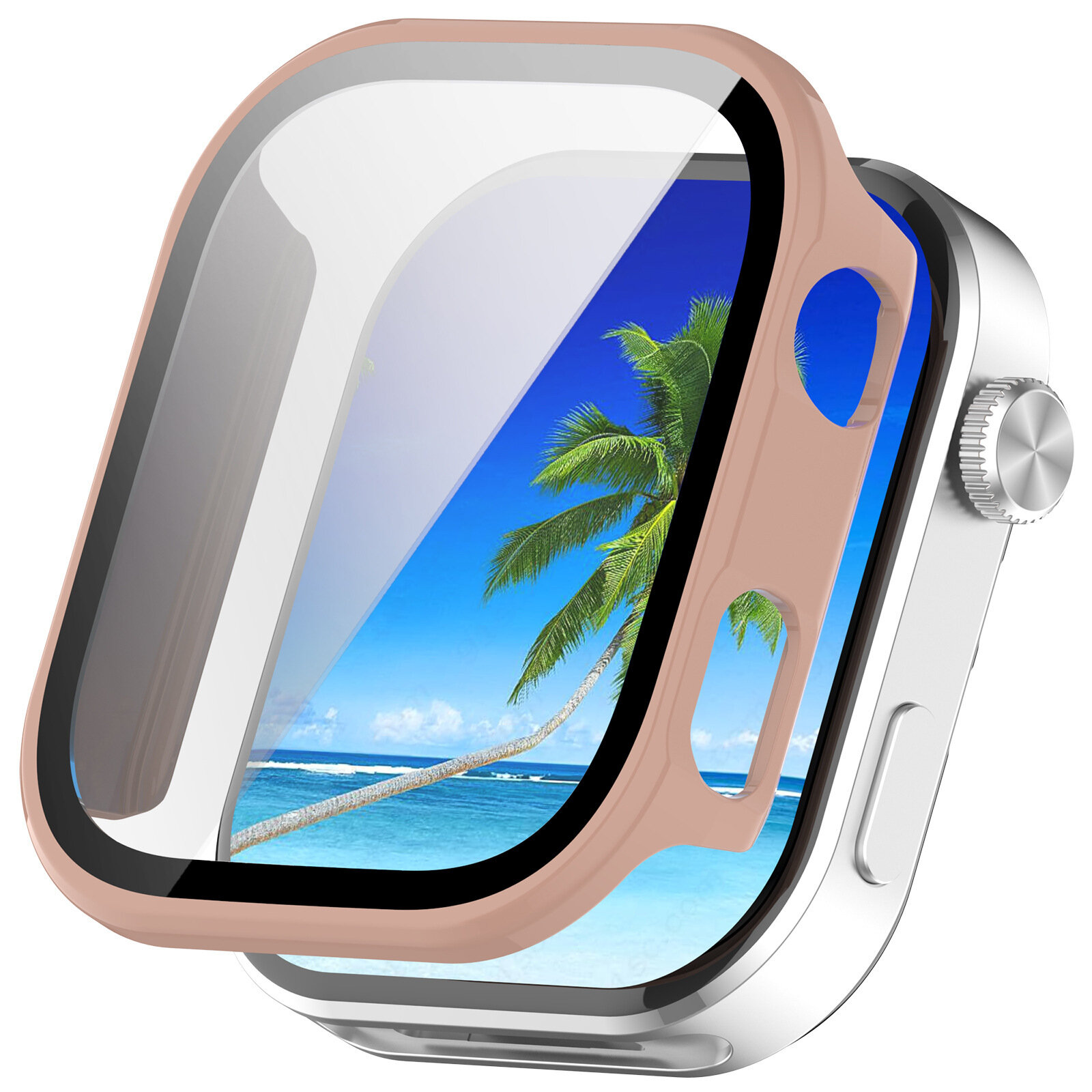Полная защита ПК-чехол с закаленным стеклом для Redmi Watch 6, Розовый