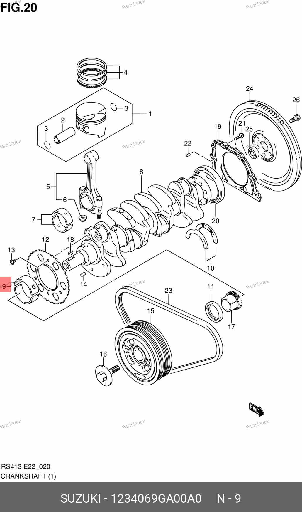 Вкладыши коренные STD, SUZUKI 1234069GA00A0