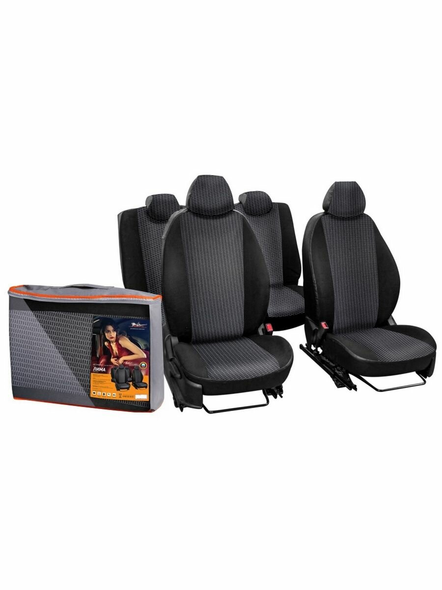 Чехлы "Лима" (11 пр.) жаккард-кожзам, черный AIRLINE ACCS-L-49 для Renault Duster / Рено