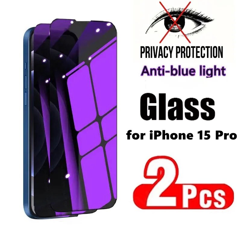 Комплект Из 2 Защитных Стекол Для iPhone 16/15/14/13/12/Mini/11: Прозрачное, for iPhone 15 Pro