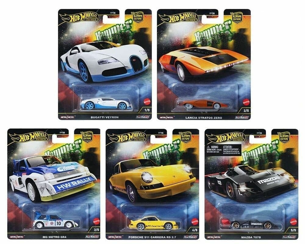 Машинка коллекционная Mattel Hot Wheels Premium Car Culture FPY86 2025 F Case Hammer Drop,5 шт. в комплекте