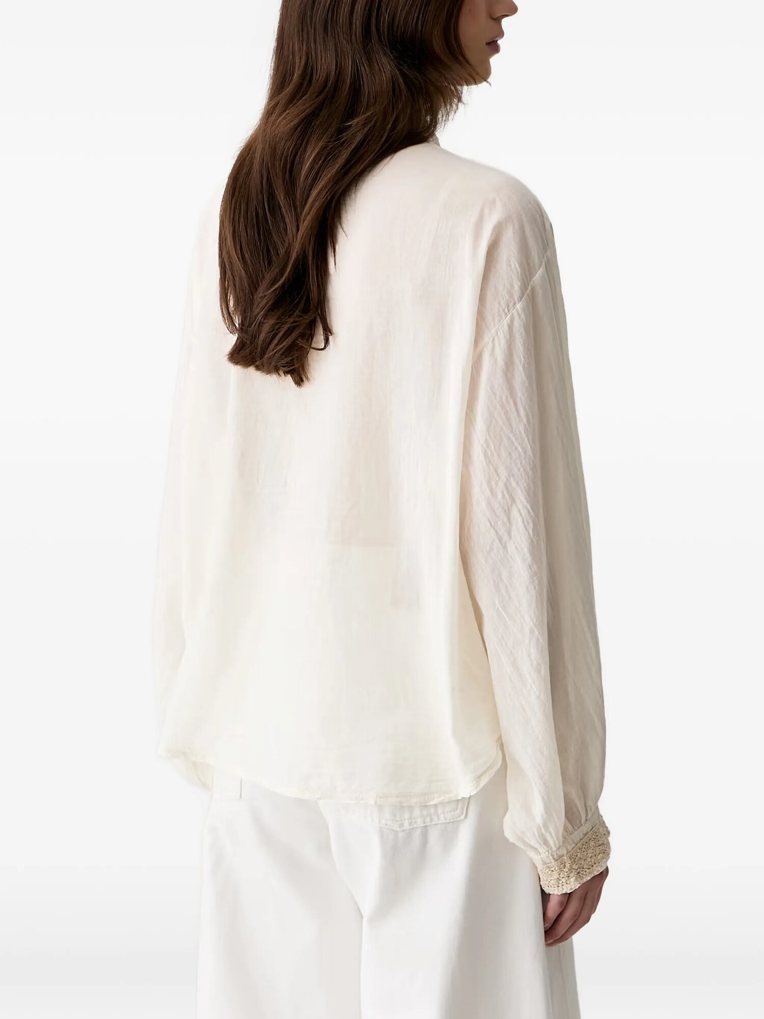 Блуза  Lace-trim button-up blouse, размер 46 — фото 1