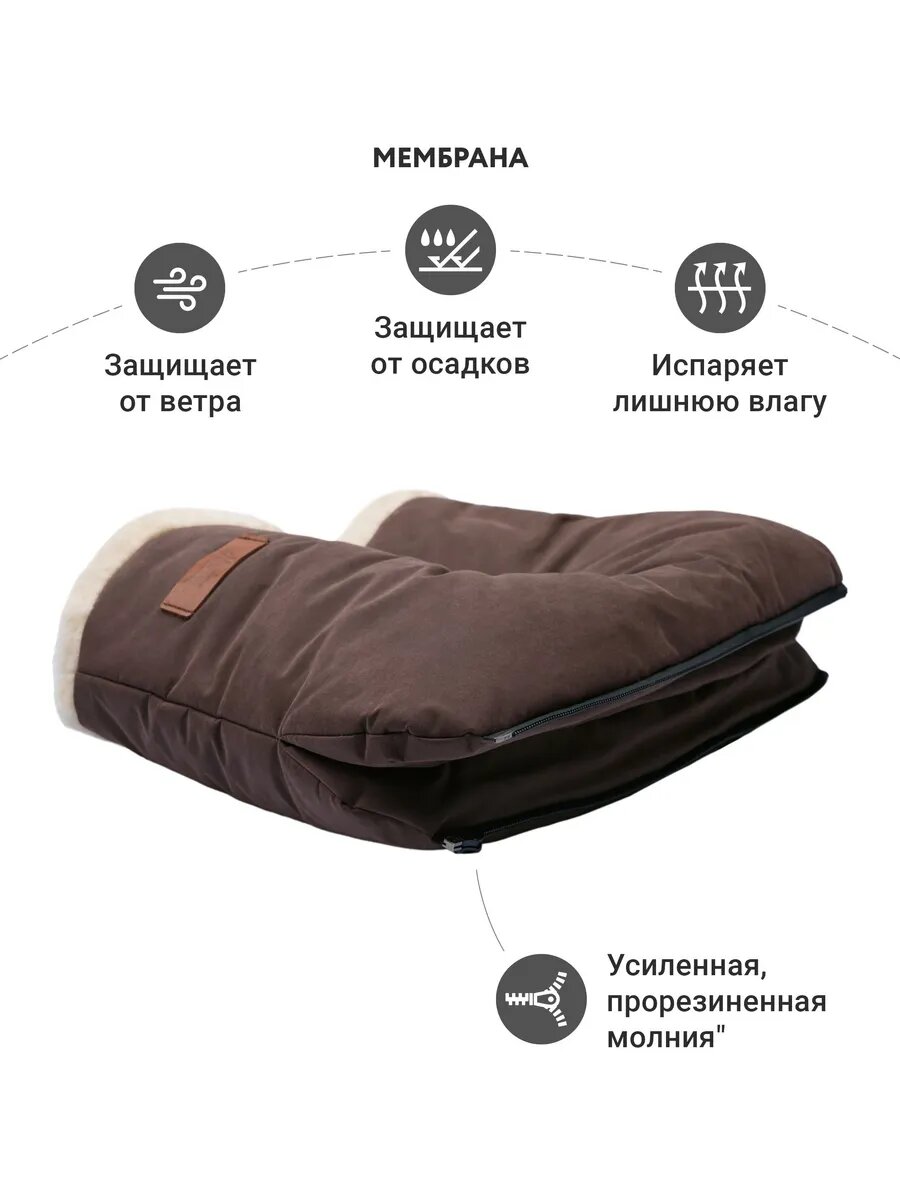 Муфта для коляски Markus, модель Line, цвет коричневый, 100% овечья шерсть — фото 1