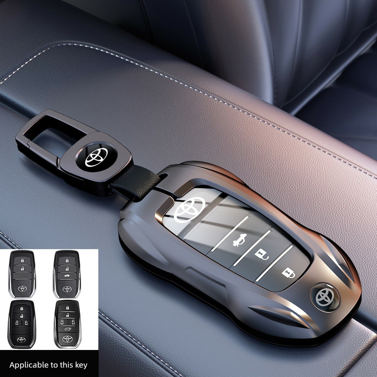 Кейс для ключей B-стиль с кожаным ремешком Toyota ND для Toyota Highlander 2026 с логотипом на кнопке