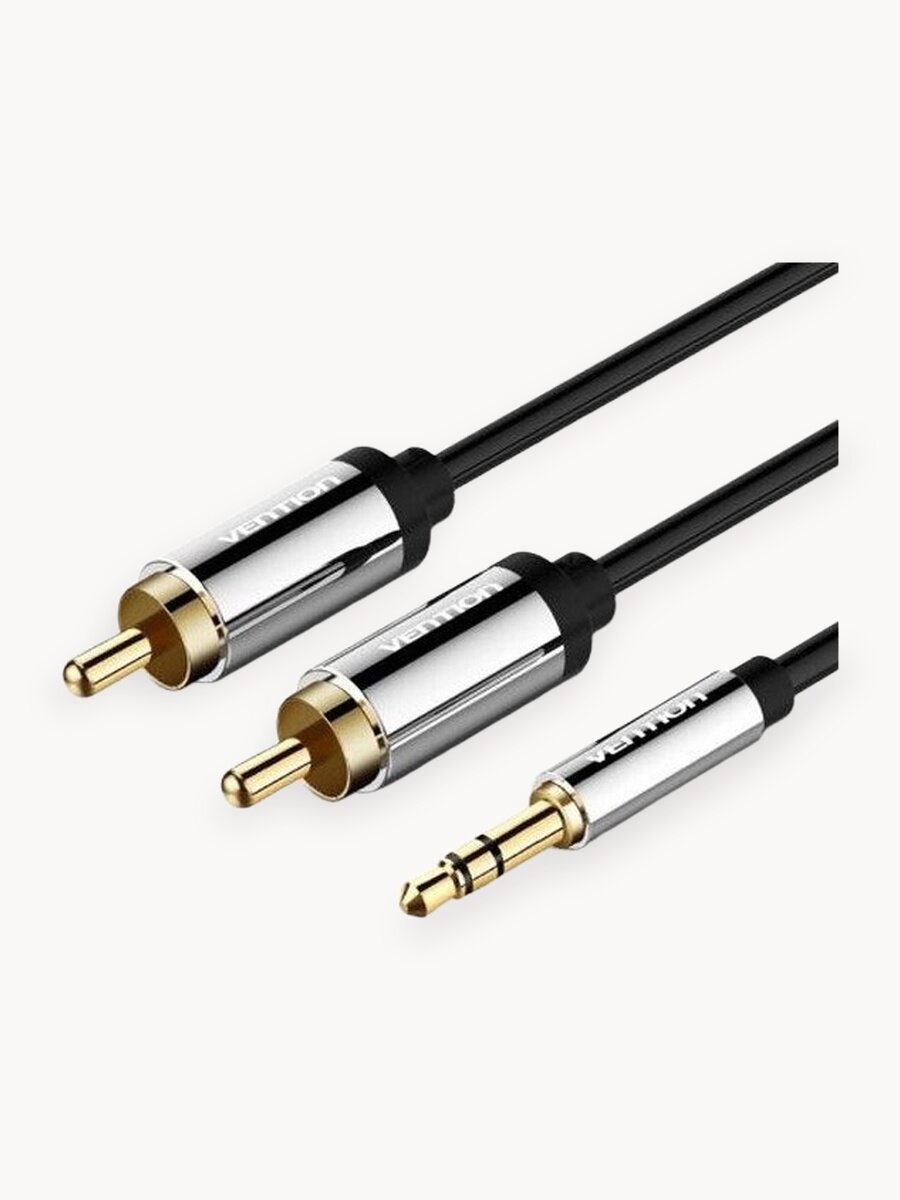 Кабель аудио Vention Jack 3,5 mm M/2RCA M - 2м Черный
