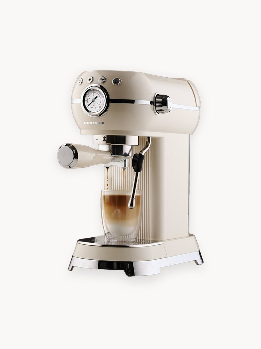 Кофеварка рожковая редмонд CM722, капучинатор, предсмачивание, подогрев чашек, автоочистка, термоблок, 15 бар, 1350 Вт