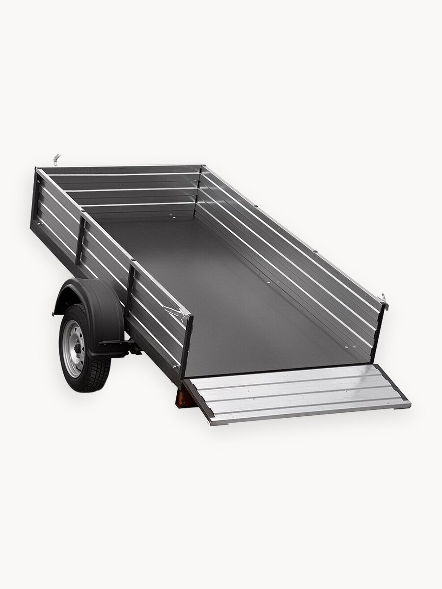 Прицеп бортовой LAKER Heavy Duty Light 400 рессора, откидной, черный, для перевозки ATV, мотоблоков и др. грузов