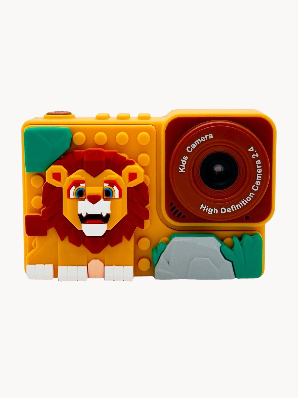 Детский цифровой фотоаппарат с селфи камерой и головоломкой для девочки, мальчика, игрушечная фотокамера для детей ударопрочная 1080p Full-HD, Львенок для ребенка