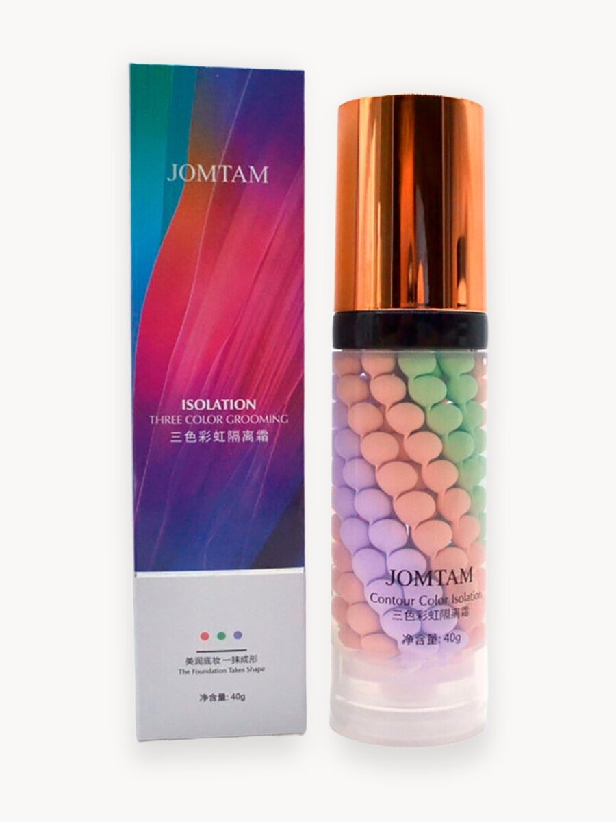 База-праймер под макияж JOMTAM трёхцветная (розовый/зеленый/фиолетовый)