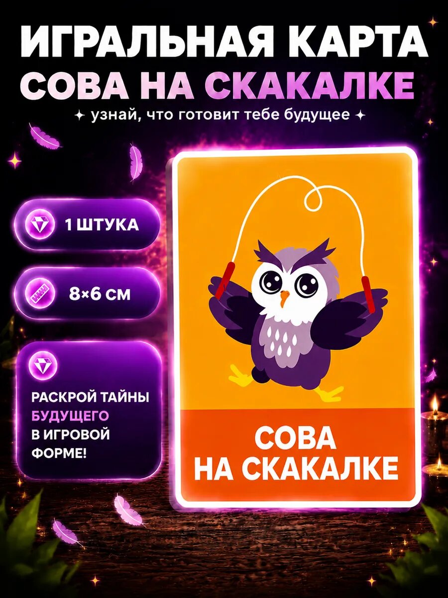 Карта игральная Сова на скакалке мем 1 штука