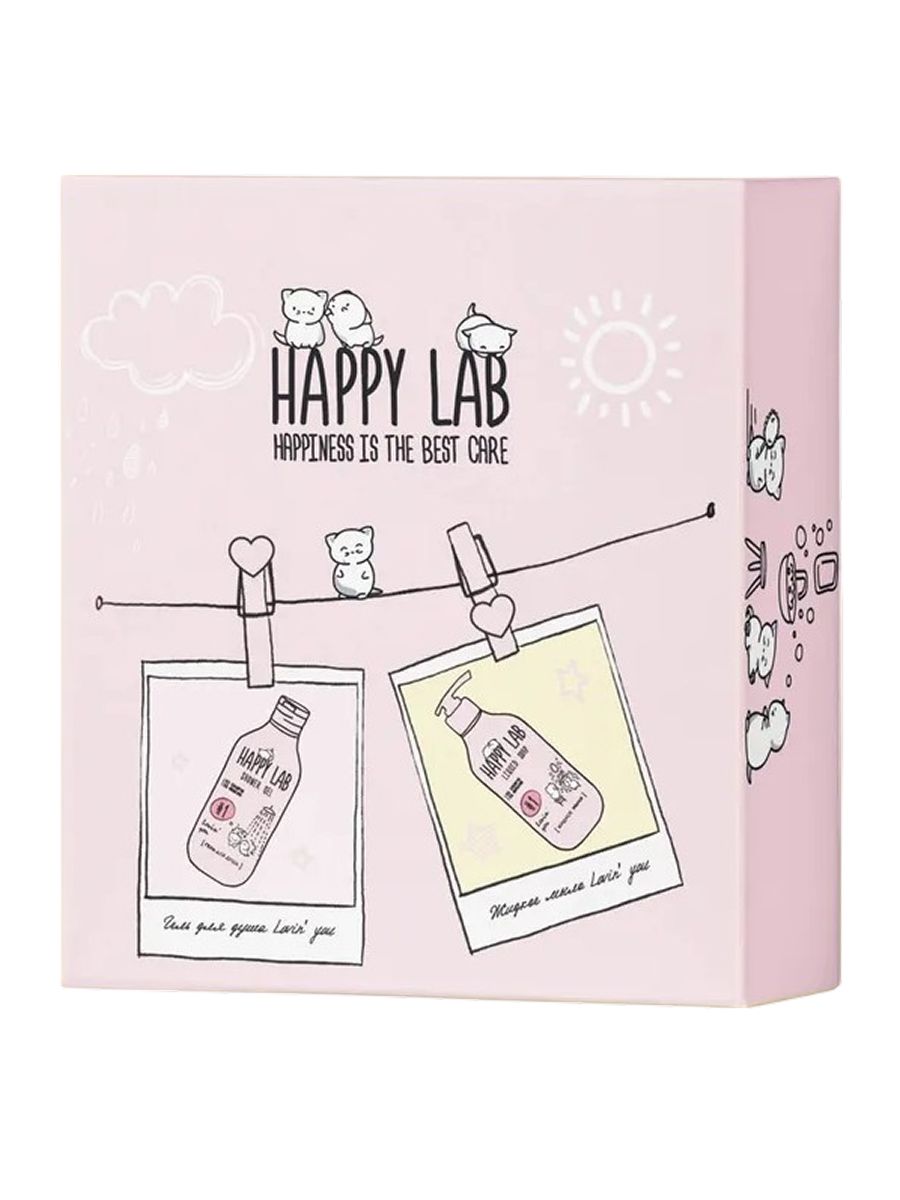 Happy Lab Набор для ухода за телом Lovin You: гель для душа, жидкое мыло, 300 мл x 2