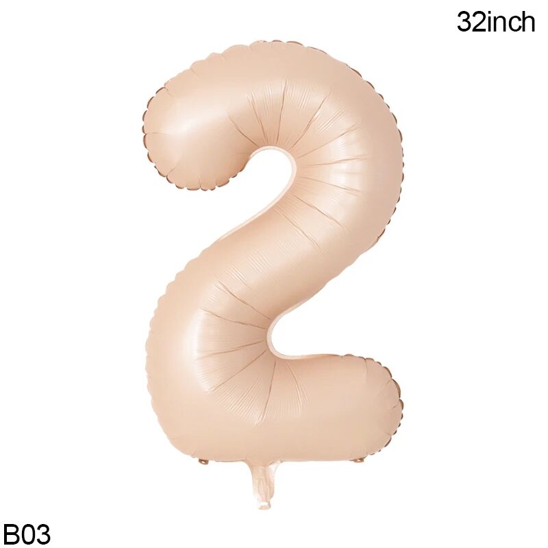 Шарик цифра 2, 32 дюйма, бежевый, B03