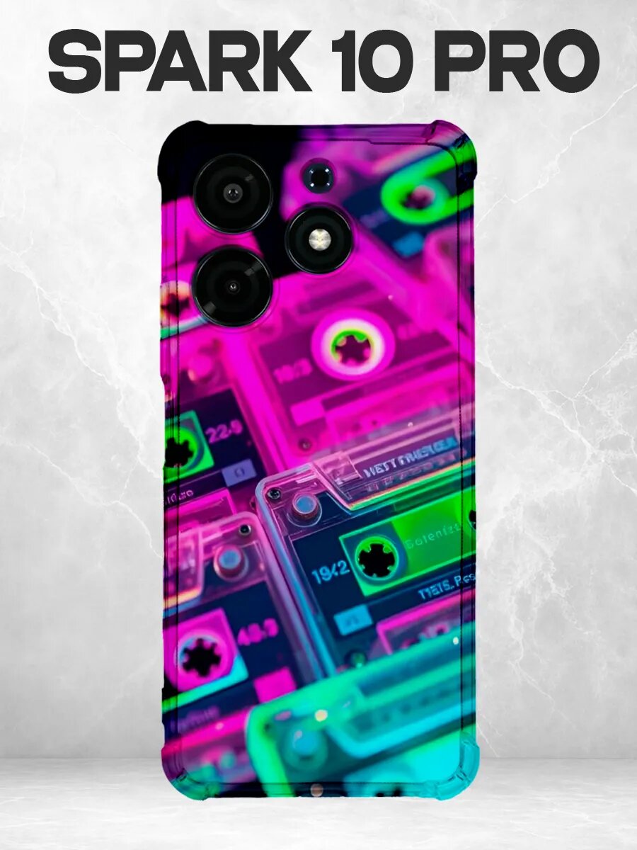 Чехол на Spark 10 Pro кибер схема неон