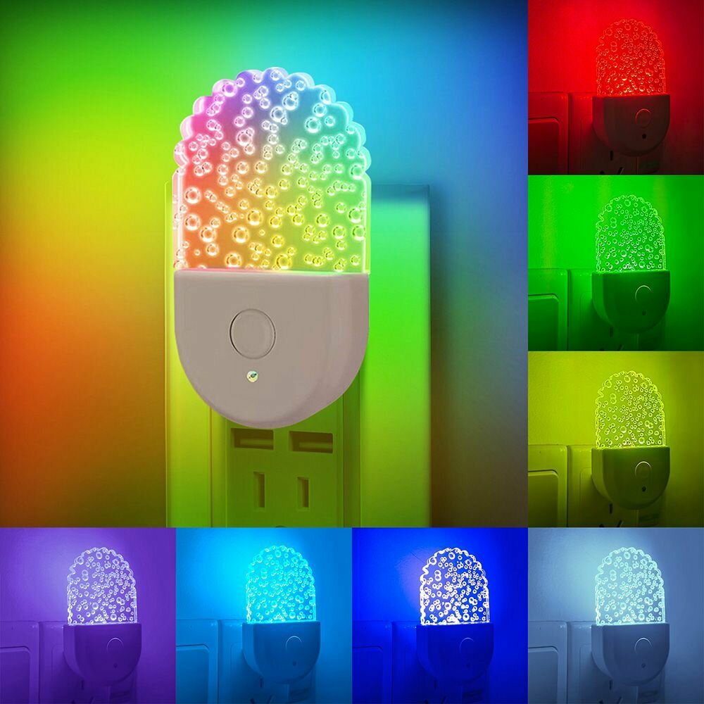 Ночные светильники, для детей, Dynamic RGB Night Lights, 0.6 Вт, питание 220 В, 7 режимов