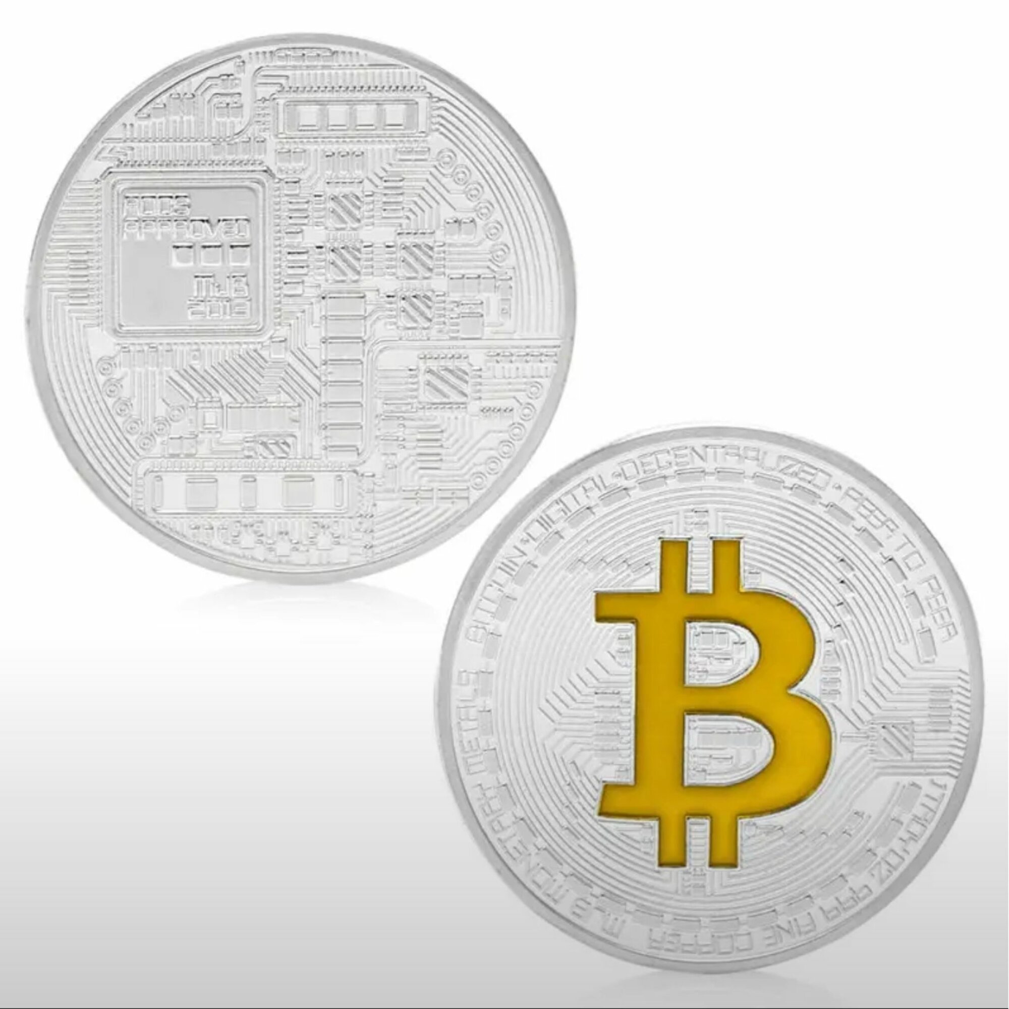 Сувенирная монета Биткойн Bitcoin SILVER SAND