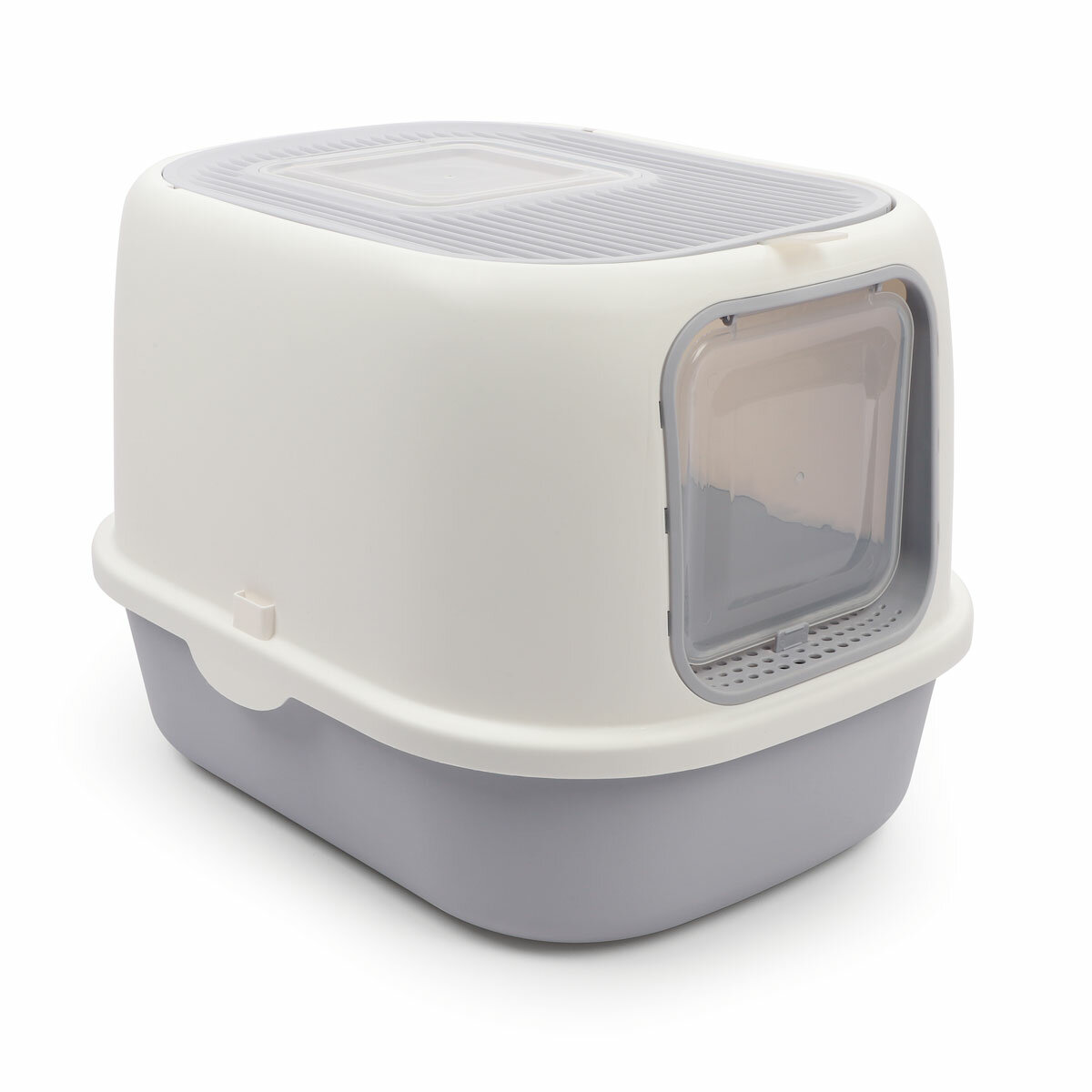 Triol Туалет для кошек закрытый с двумя дверцами "Бухта" (совок в комплекте), серый/белый, 40*39*52см, серия HYGIENE