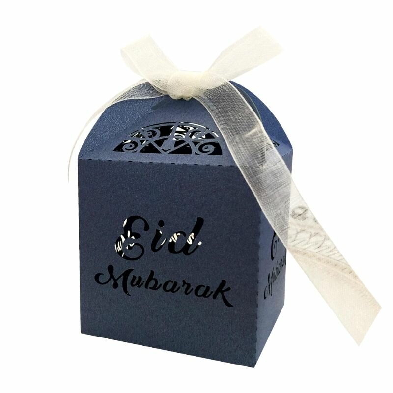 1 набор из 100 штук, пустотелая коробка конфет для Священного мусульман месяца Рамадан-королевский синий