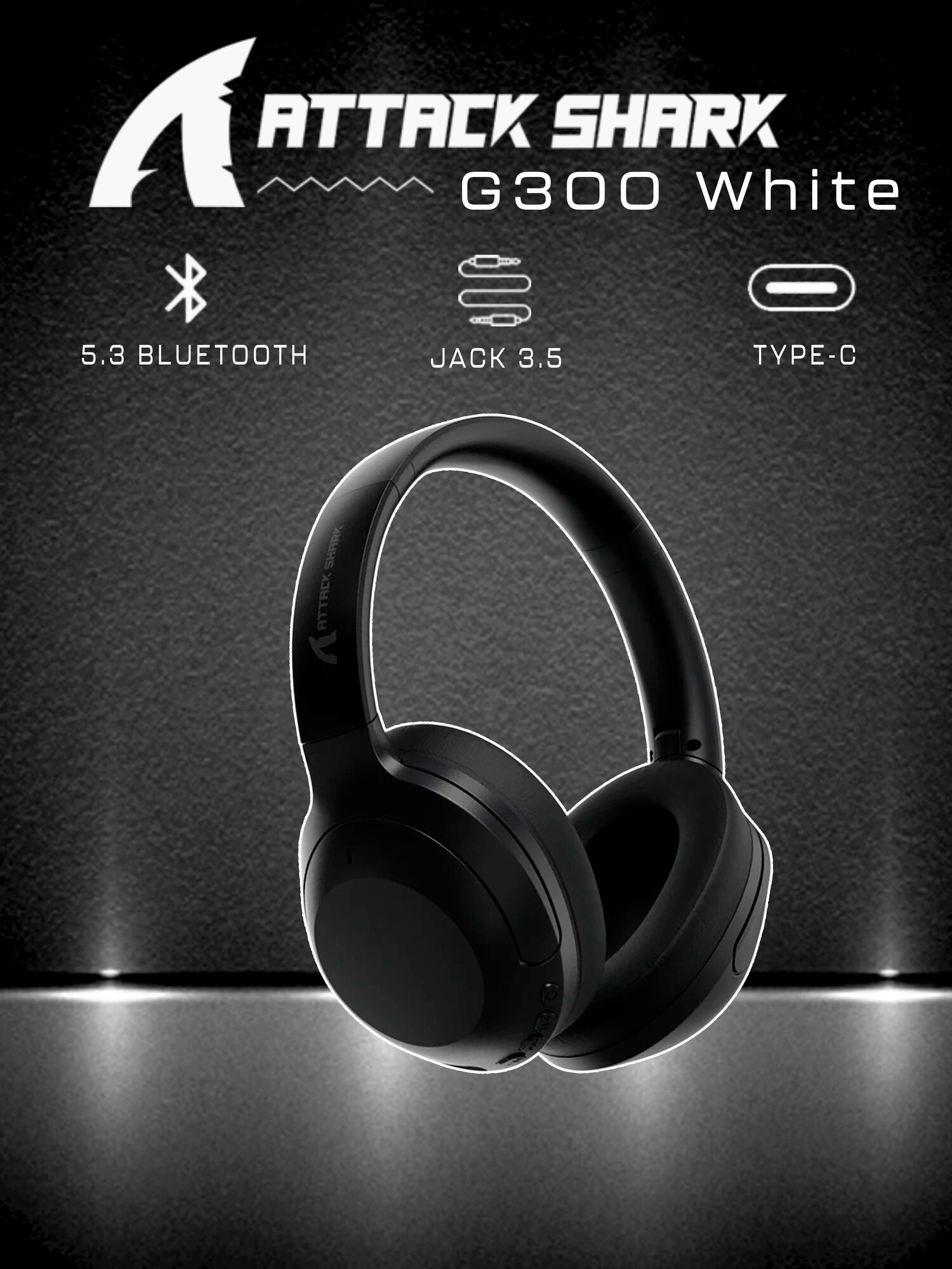 Наушники с микрофоном Bluetooth Attack Shark G300 ANC черный Bluetooth