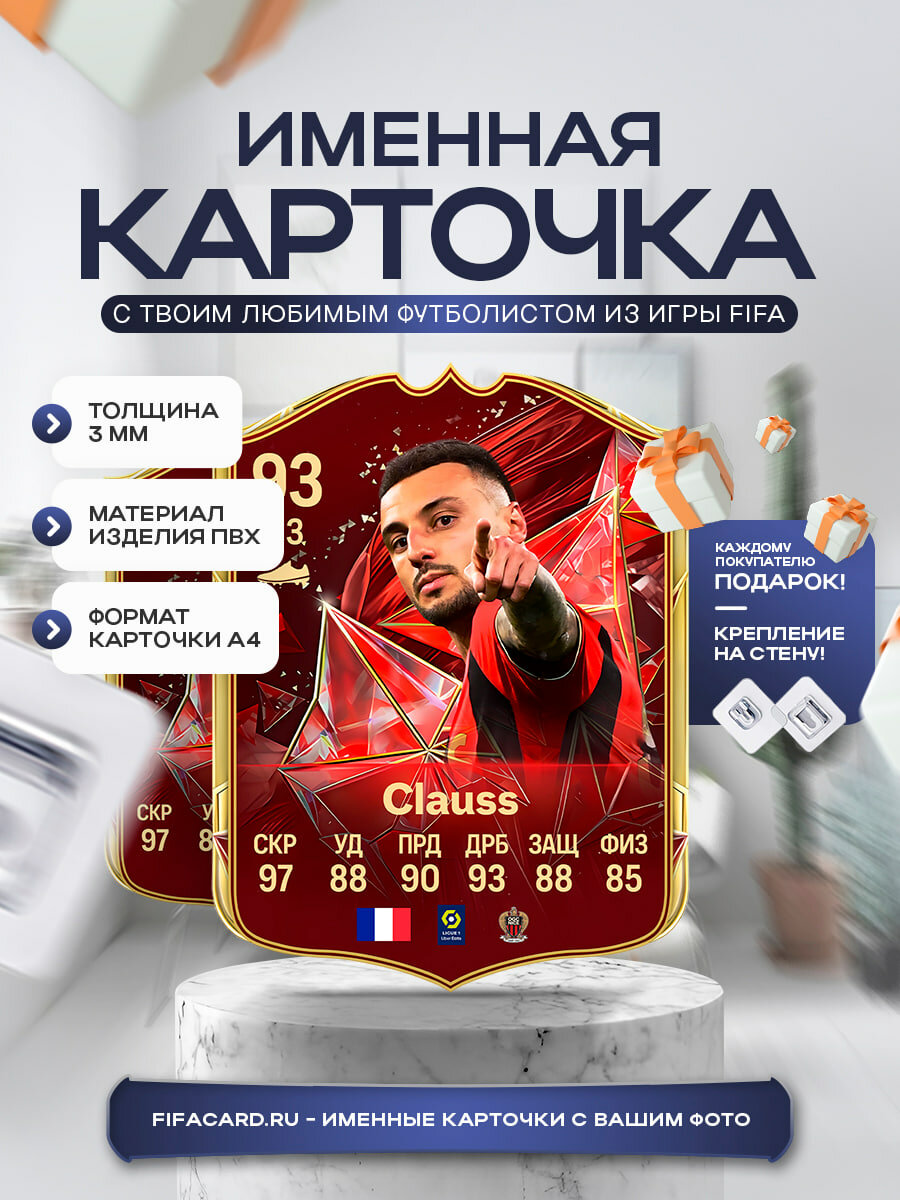 Футбольная карточка Клосс Ницца 93 А4
