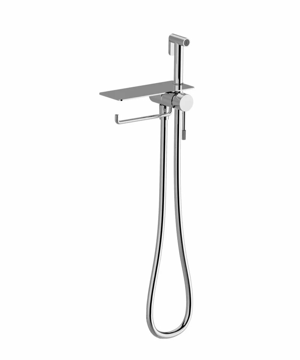 Встраиваемый смеситель для биде от бренда Vieir с держателем для бумаги и полкой V403052 хром