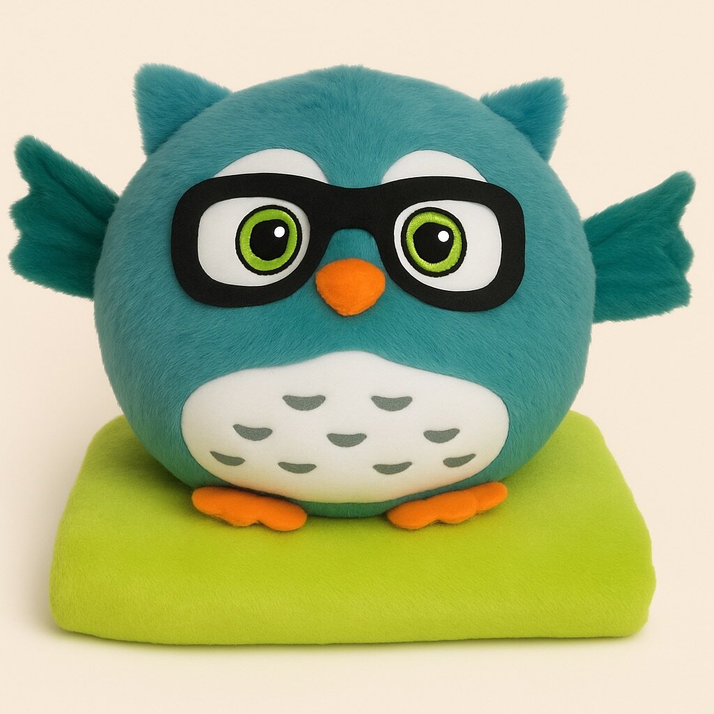 Мягкая игрушка-плед "Умная сова", 3 в 1, теплый, мягкий, плед-подушка