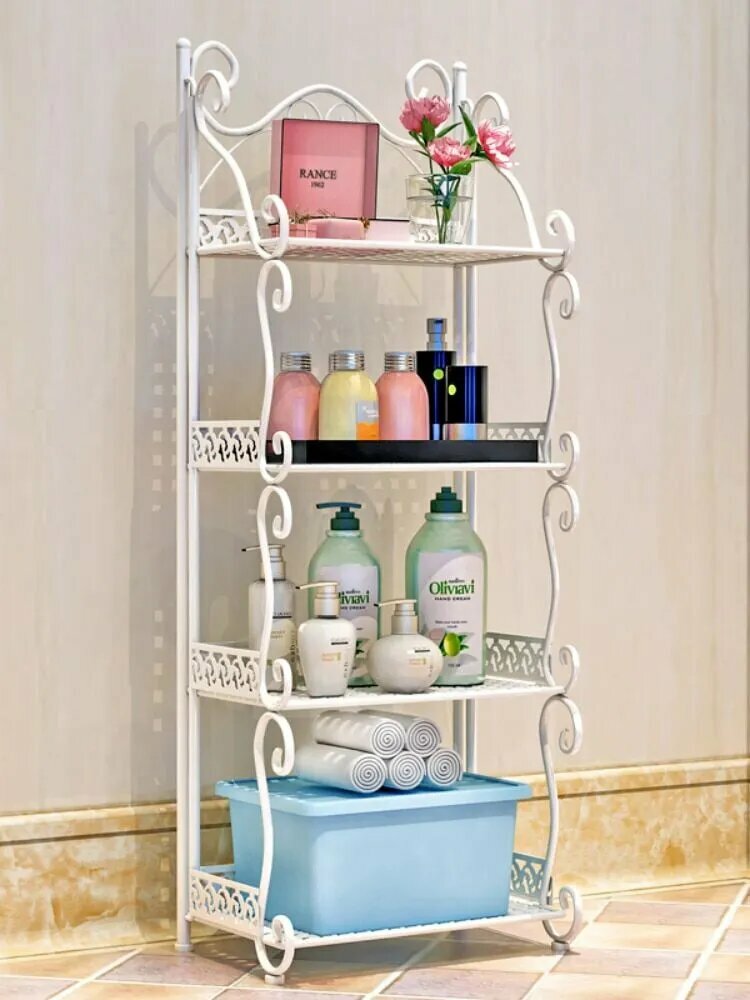 Этажерка "Кованое железо", металл, белая, для ванной, нагрузка до 30 кг