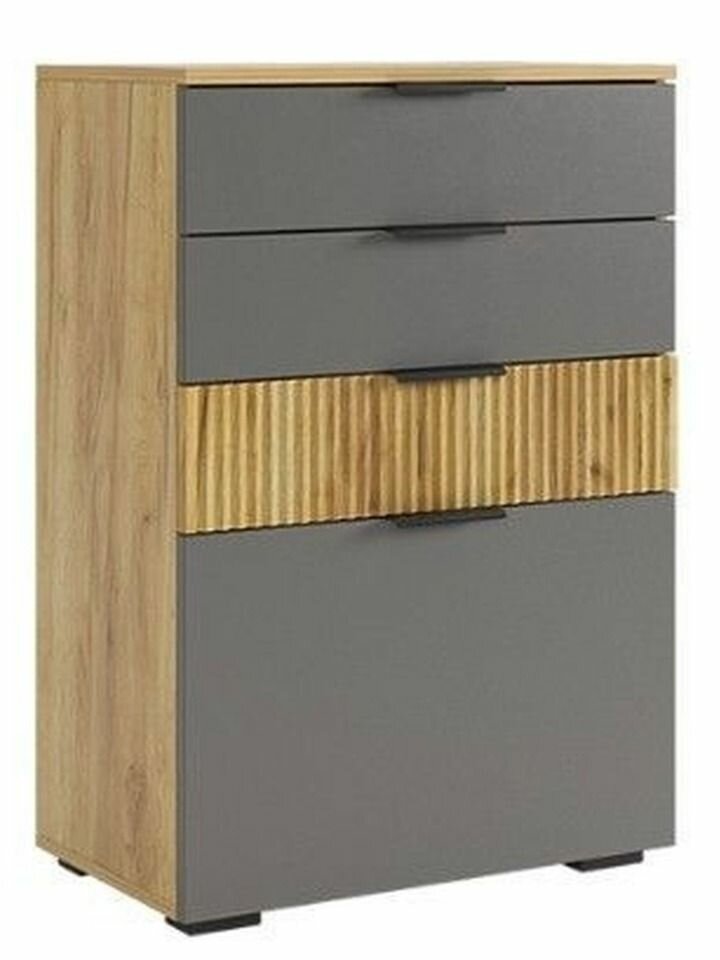 Комод с ящиками для одежды и откидными дверцами деревянный комод, бери, Серый/Дуб, (ШхВхГ) 600х863х353 мм