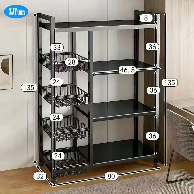 Стойка для стеллажа , высота 135см, ширина 80см, глубина 32см, черная