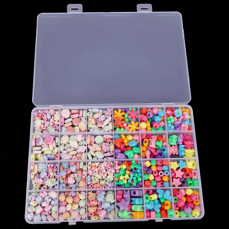 720 шт. Детский браслет, ожерелье, бусины для самостоятельного изготовления украшений, красочные акриловые бусины с бонусными аксессуарами для девочек в подарок (рекомендуется от 3 лет)