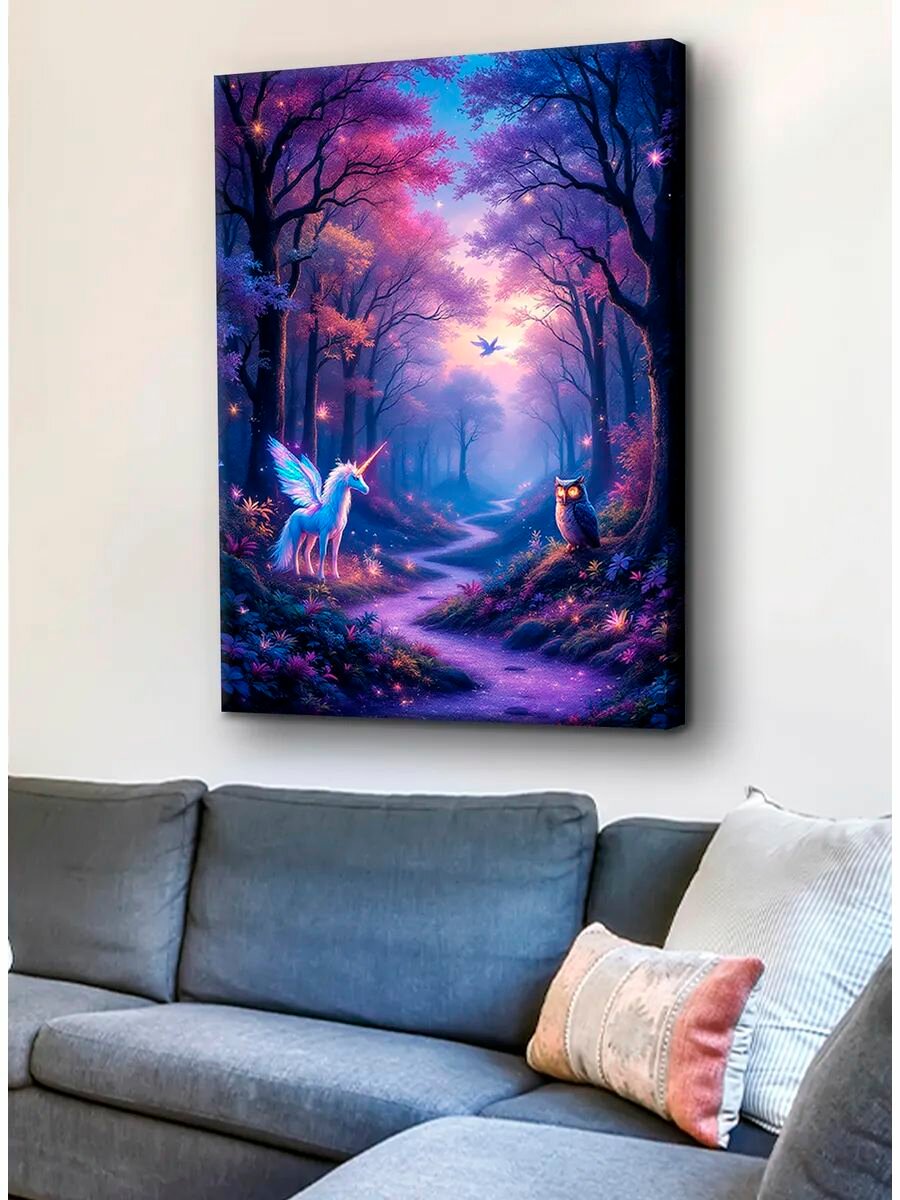 Картина "Сказочный единорог", интерьерная 30х40см 1шт.