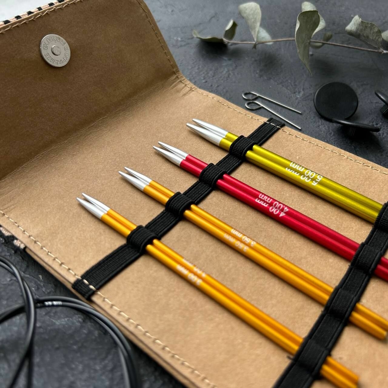 Lana Grossa Набор съёмных спиц 4 пары Радуга Алюминий Бежевый чехол