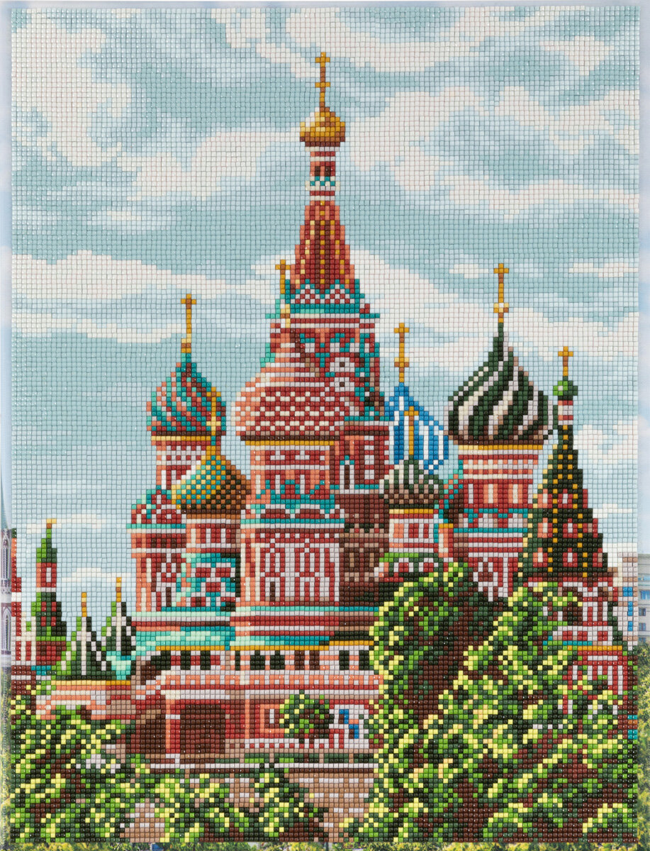 Фрея ALPD-284-HJ13 кристальная алмазная мозаика на подрамнике Храм Василия Блаженного 30×40 см