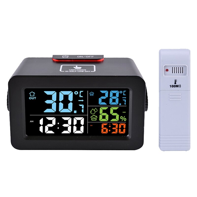 Светодиодный цифровой будильник с термометром, гигрометром, влажностью, температурой, зарядным устройством USB, будильником, настольными часами, вилкой США