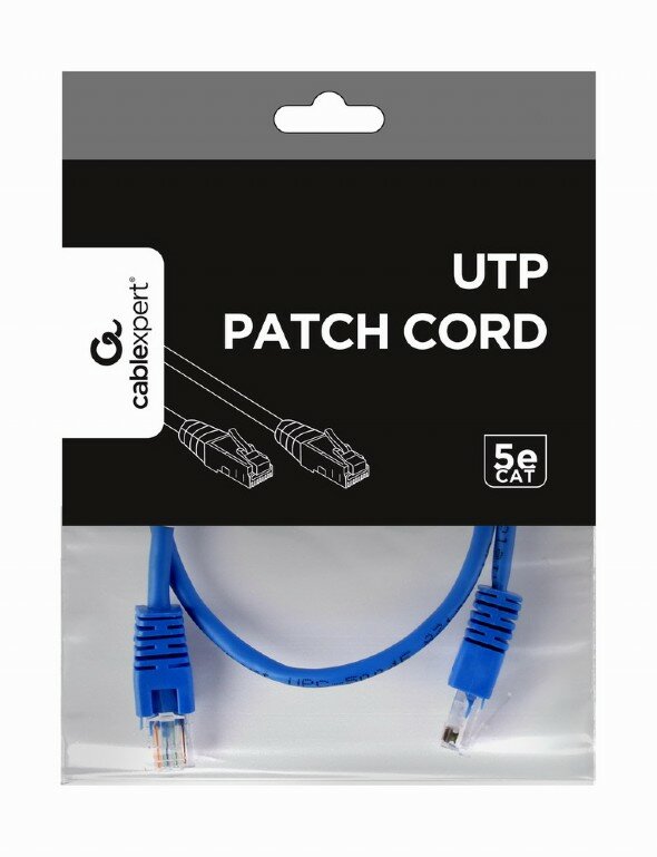 Cablexpert Патч-корд UTP 5e кат. Cablexpert PP12-0.5M/B с разъемами RJ-45, синий (0.5м)