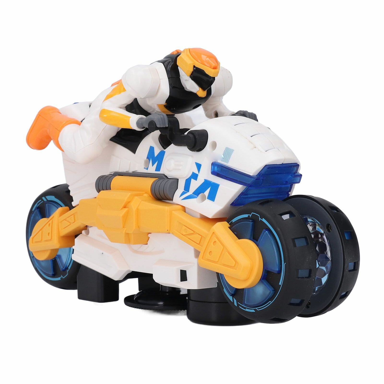Супер трюковый мотоцикл с музыкой и светом, 360 поворотный, батарейный, игрушка для детей