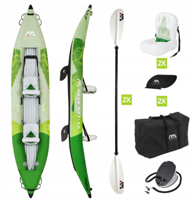 Каяк Aqua Marina Betta 412, двухместный, ПВХ, 412x80см, зеленый