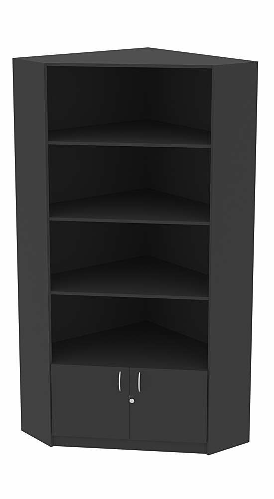 Стеллаж из ДСП серии Эконом угловой №5-2 (торец 300 мм) с дверками 410 мм, Черный
