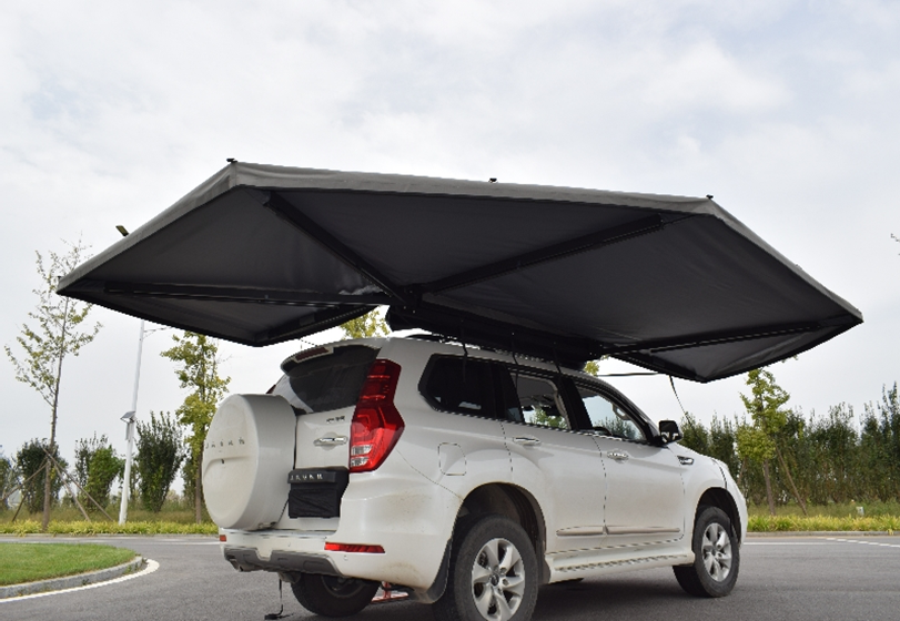 Маркиза автомобильная РИФ веерная, безопорная 2,3х2 м (правая), увеличенная, серая