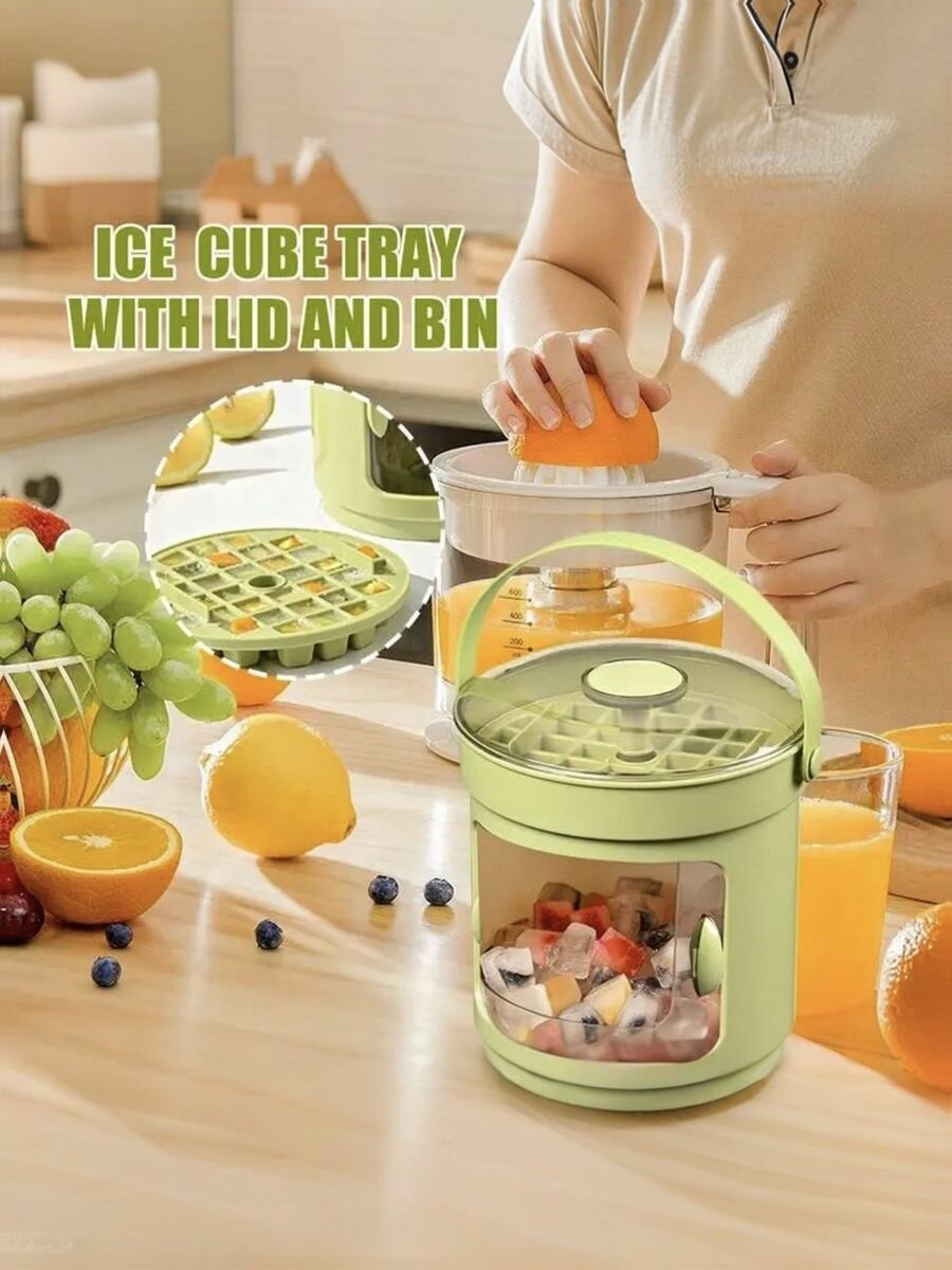 Лоток для льда - пресс, пластик, размер 16 х 14 см, цвет зеленый