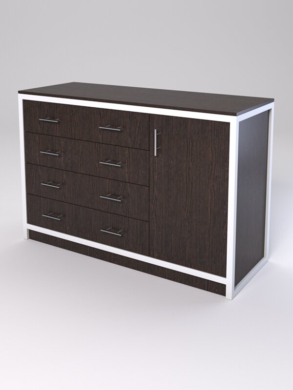 Тумба для офисной техники №15 "стронг" в стиле лофт, Дуб Венге + металлический каркас Белый